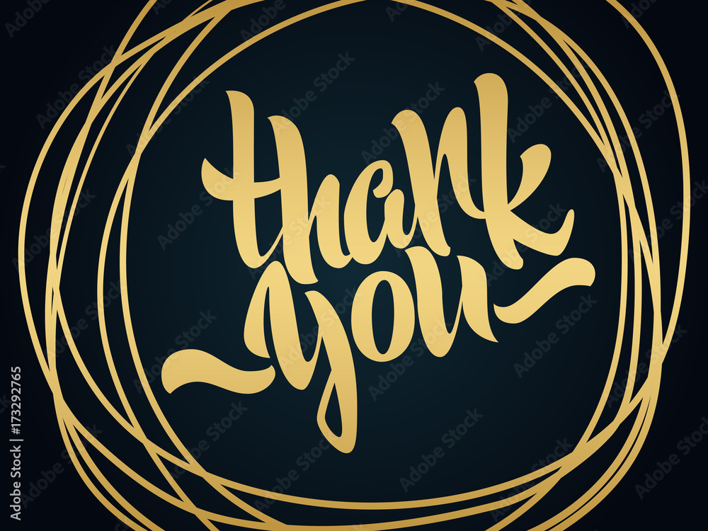Thank you lettering. Modern golden calligraphy. Hand written Thank you ...