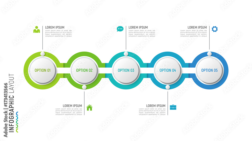 Vector timeline chart infographic design for data visualization. 5 ...