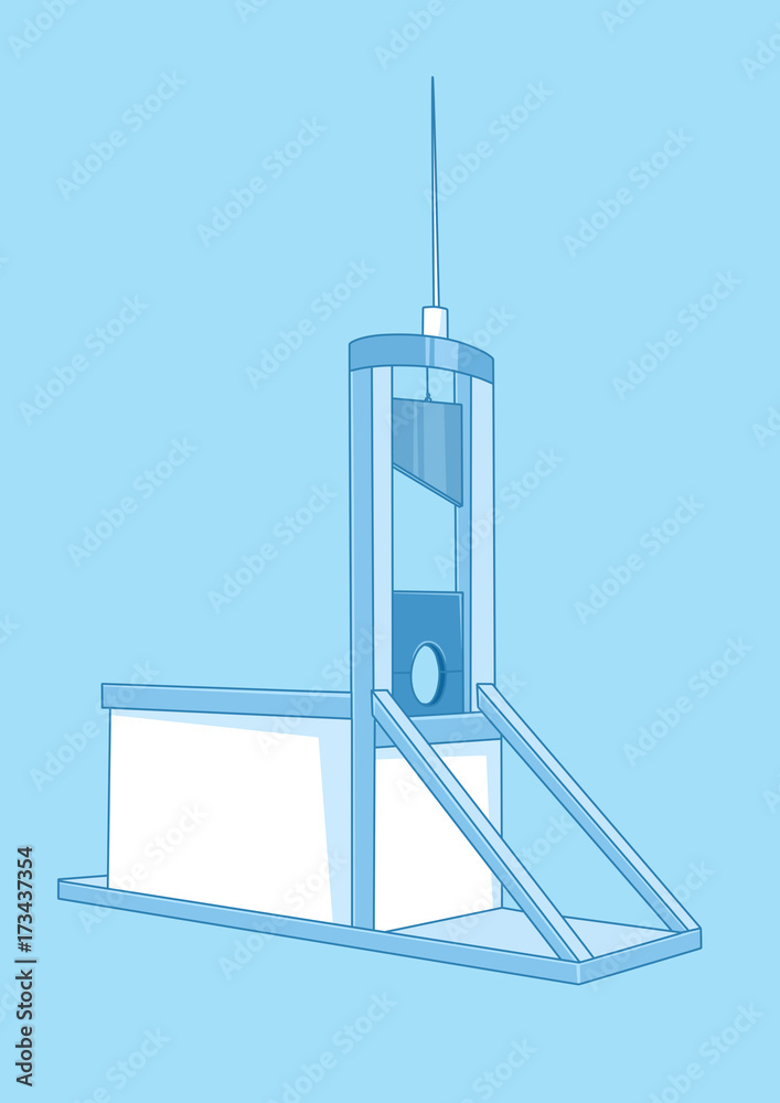 Death penalty guillotine drugs syringe funny poster illustration Stock ...