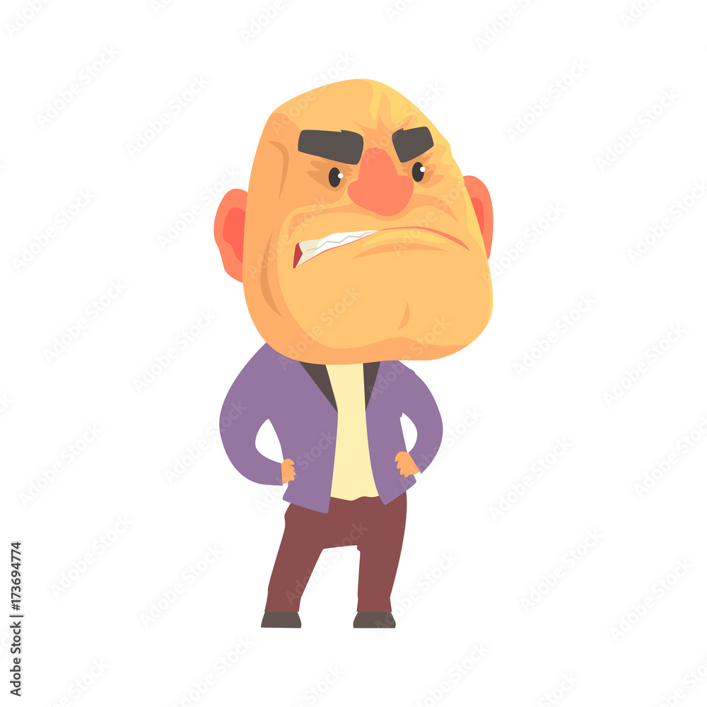 Bald angry man with aggressive facial expressions, despair aggressive ...