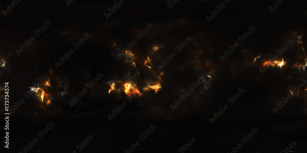 Deep space, stars and nebula, 360 degrees panorama, HDRI high ...