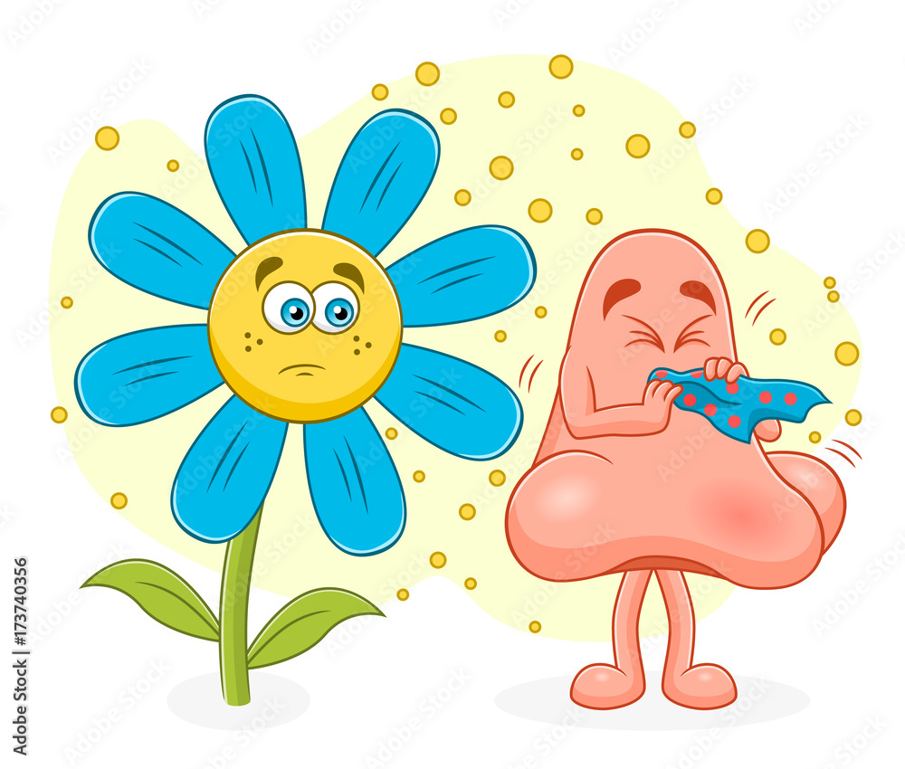 Cartoon nose with allergy Stock Vector | Adobe Stock