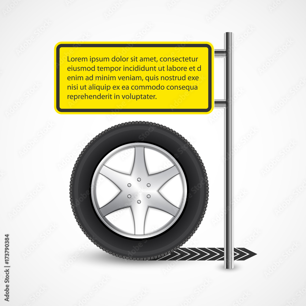 Car Wheel Banner Design Template. Vector illustration. Stock Vector ...
