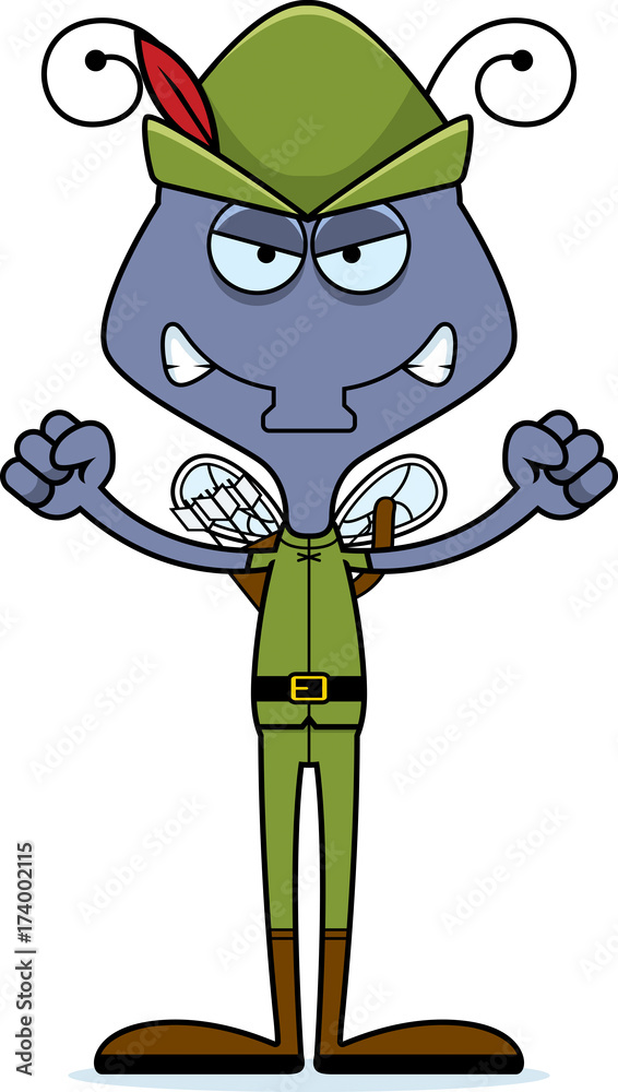 Cartoon Angry Robin Hood Fly Stock Vector | Adobe Stock
