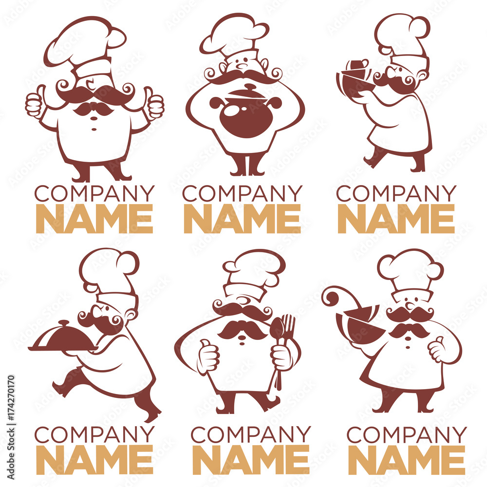 cooking symbols, food and chef silhouettes, vector collection images ...