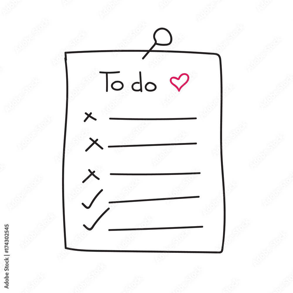Vector isolated outline hand drawn check to do list, bullet, check mark ...