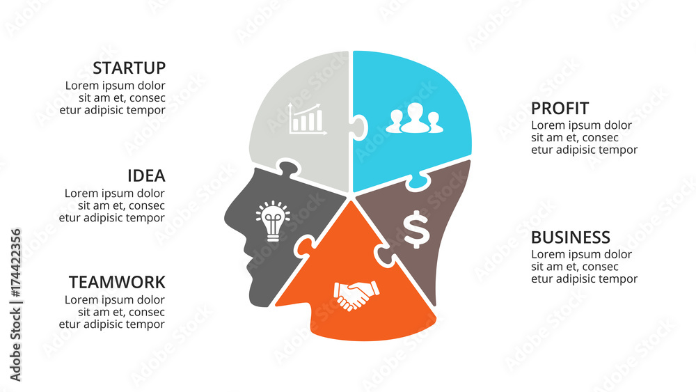 Vector brain infographic. Template for human head diagram, knowledge ...
