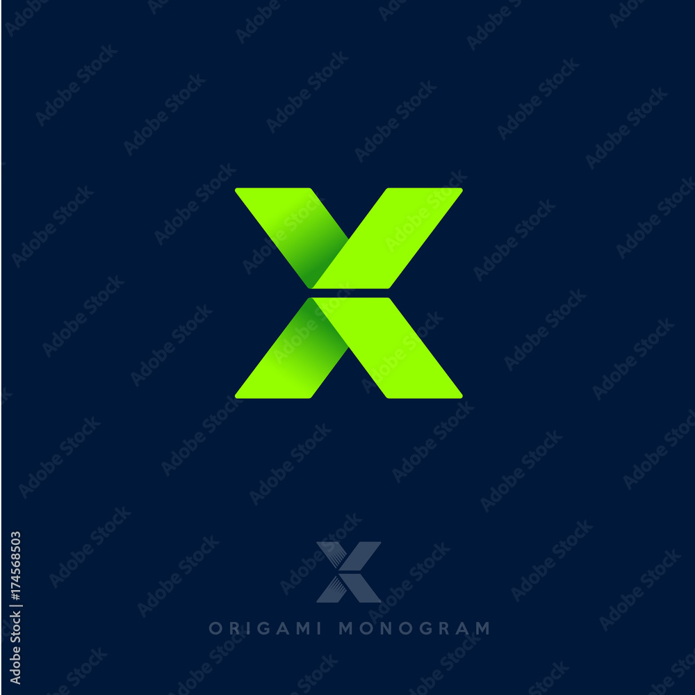 X logo. X origami letter. Origami arrows emblem. Delivery or ...