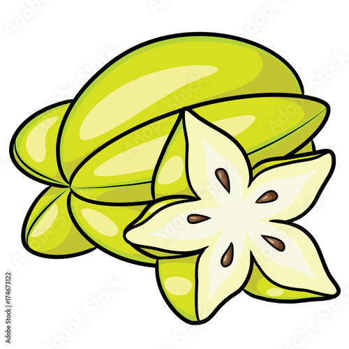 Starfruit Cartoon Illustration of cute cartoon starfruit. Stock Vector ...