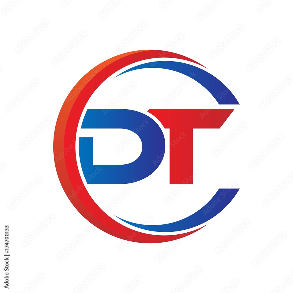 dt logo vector modern initial swoosh circle blue and red Stock Vector ...
