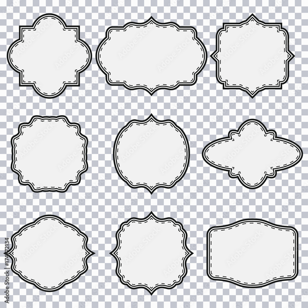 Vintage frame set. Blank liner border shape. Design elements for card ...