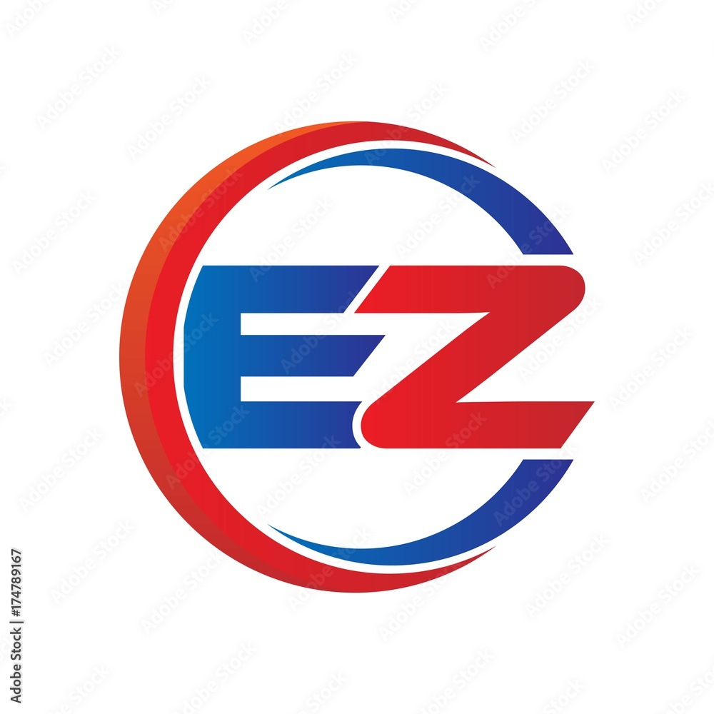 ez logo vector modern initial swoosh circle blue and red Stock Vector ...