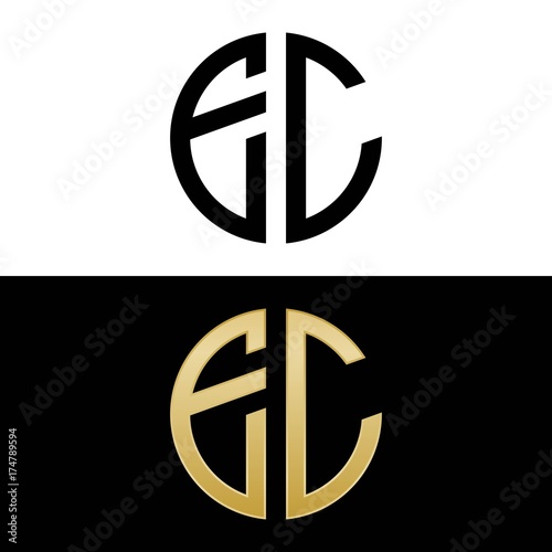 ec initial logo circle shape vector black and gold Stock Vector | Adobe ...