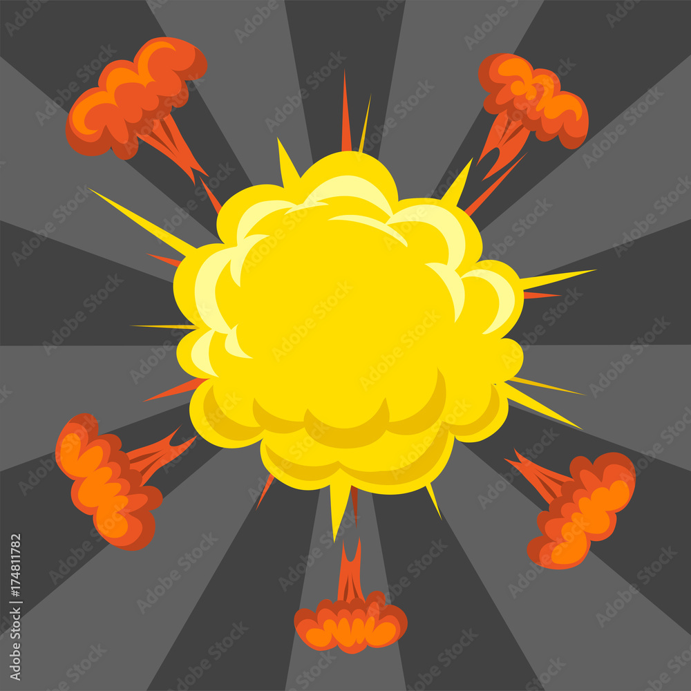 Cartoon explosion boom effect animation game sprite sheet explode burst blast fire comic flame ...
