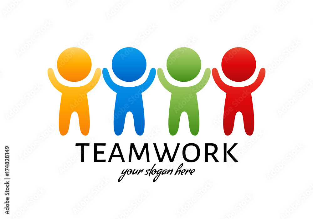 Teamwork colorful logo. Bright design element. Vector illustration ...