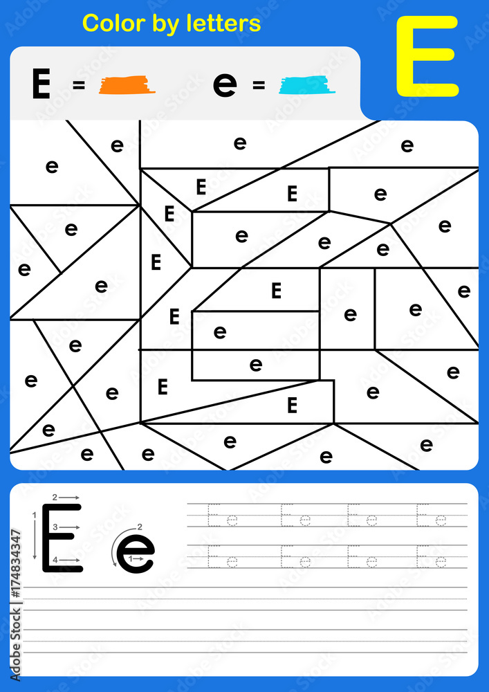Color by letter alphabet worksheet : Color and Writing A-Z Stock Vector ...