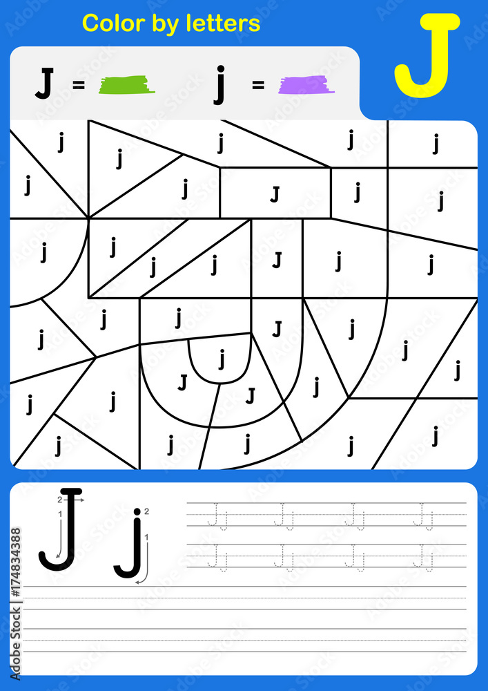Color by letter alphabet worksheet : Color and Writing A-Z Stock Vector ...