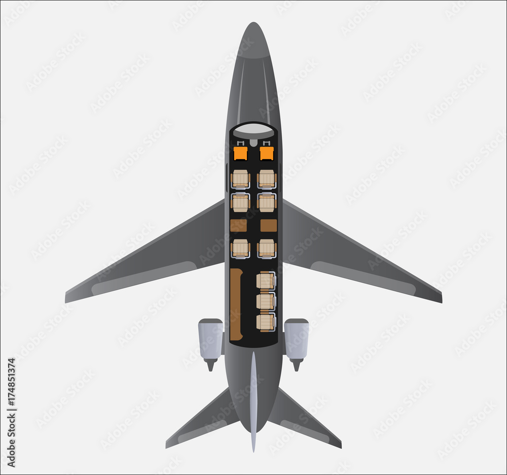 Seat Map of Small Private Jet Aircraft Stock Vector | Adobe Stock