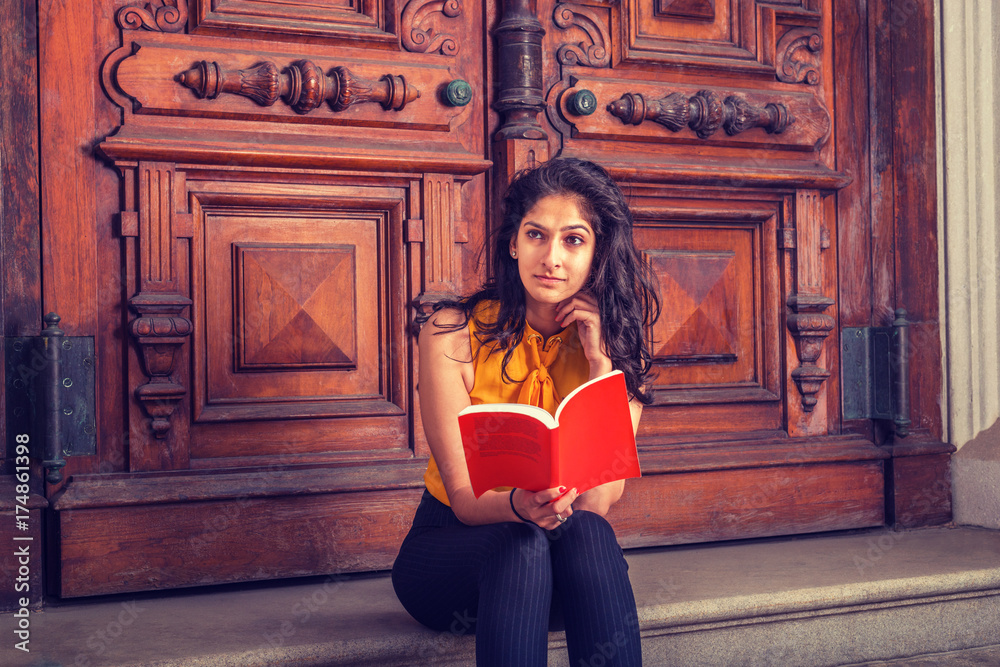 Way to Success. Power of Reading. East Indian American college student ...