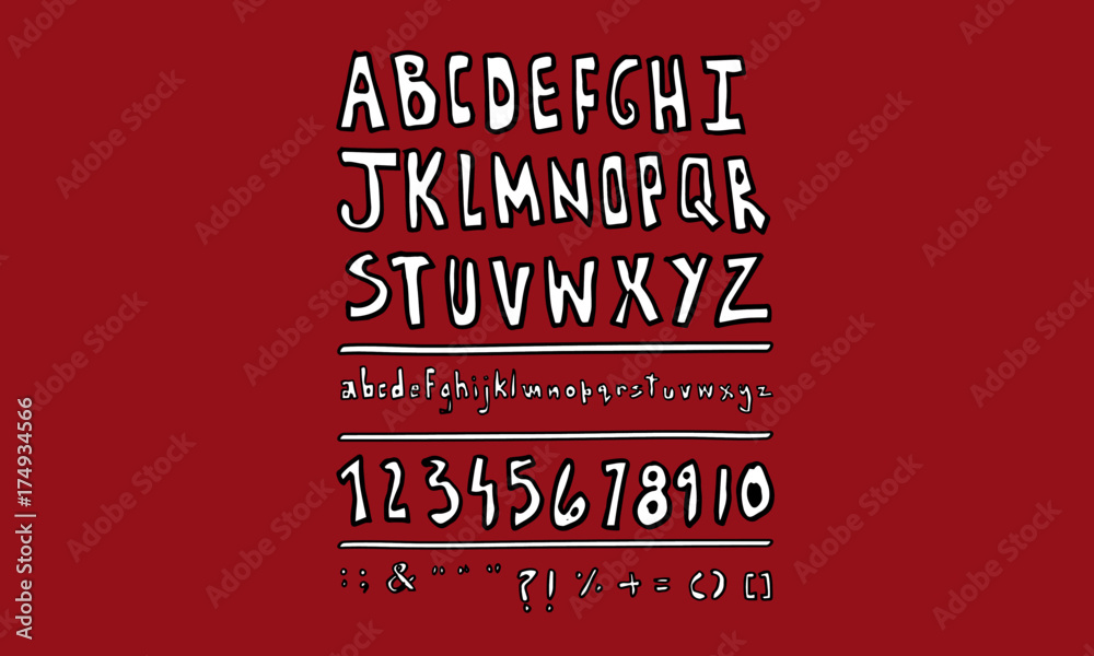 Hand Drawn Font (Handwritten Type) - Vector illustration Stock Vector ...
