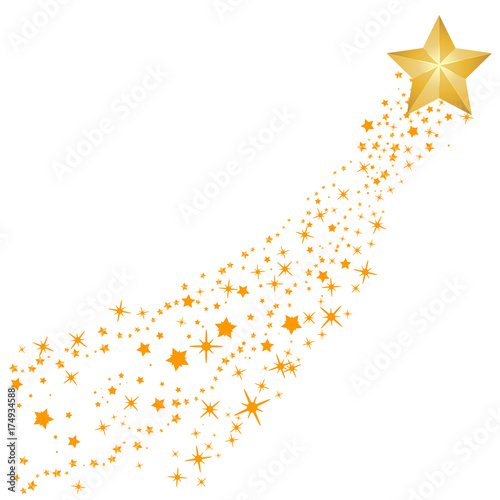 Abstract Falling Star Vector - Yellow Shooting Star with Elegant Star Trail on White Background ...