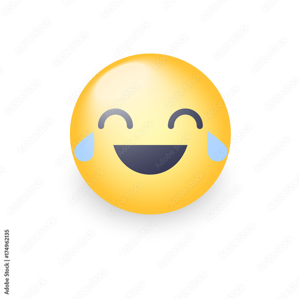 Laughing smiley with Tears of Joy. Happy cartoon emoticon. Emoji face ...