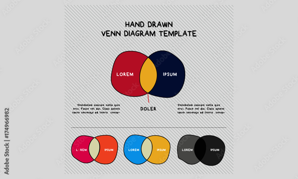 Hand Drawn Venn Diagram Template Stock Vector | Adobe Stock