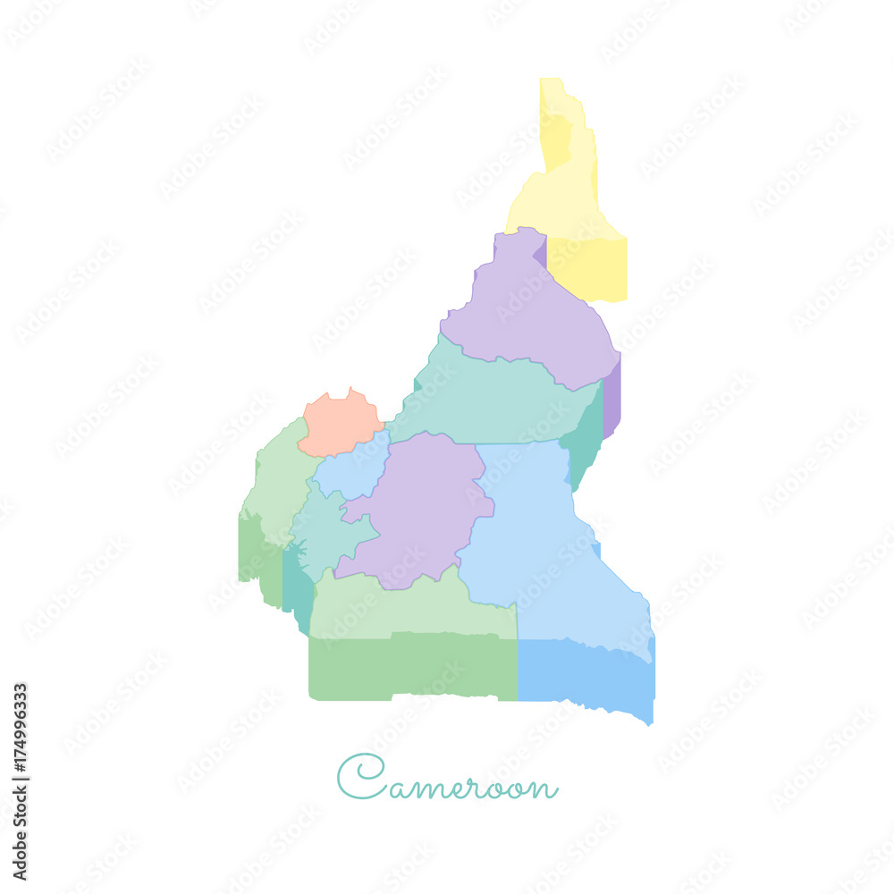 Cameroon region map: colorful isometric top view. Detailed map of ...
