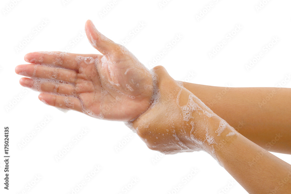 Hand washing medical procedure step isolated Stock Photo | Adobe Stock