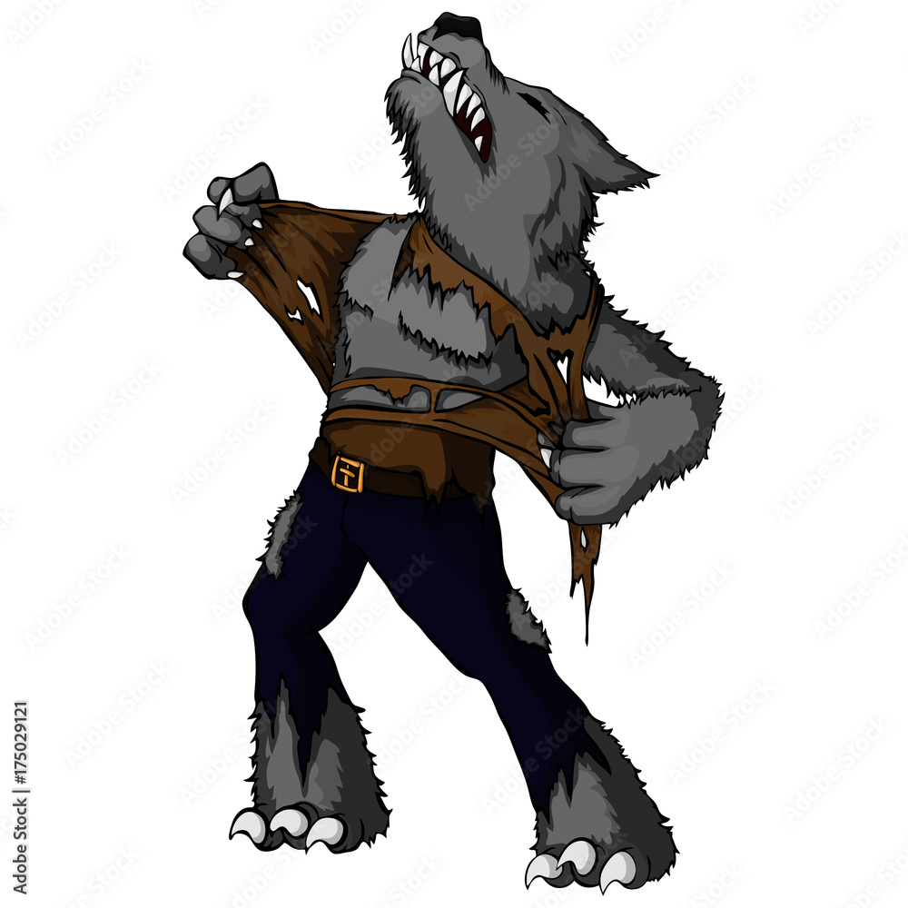 Cartoon illustration of a howling werewolf Stock Vector | Adobe Stock