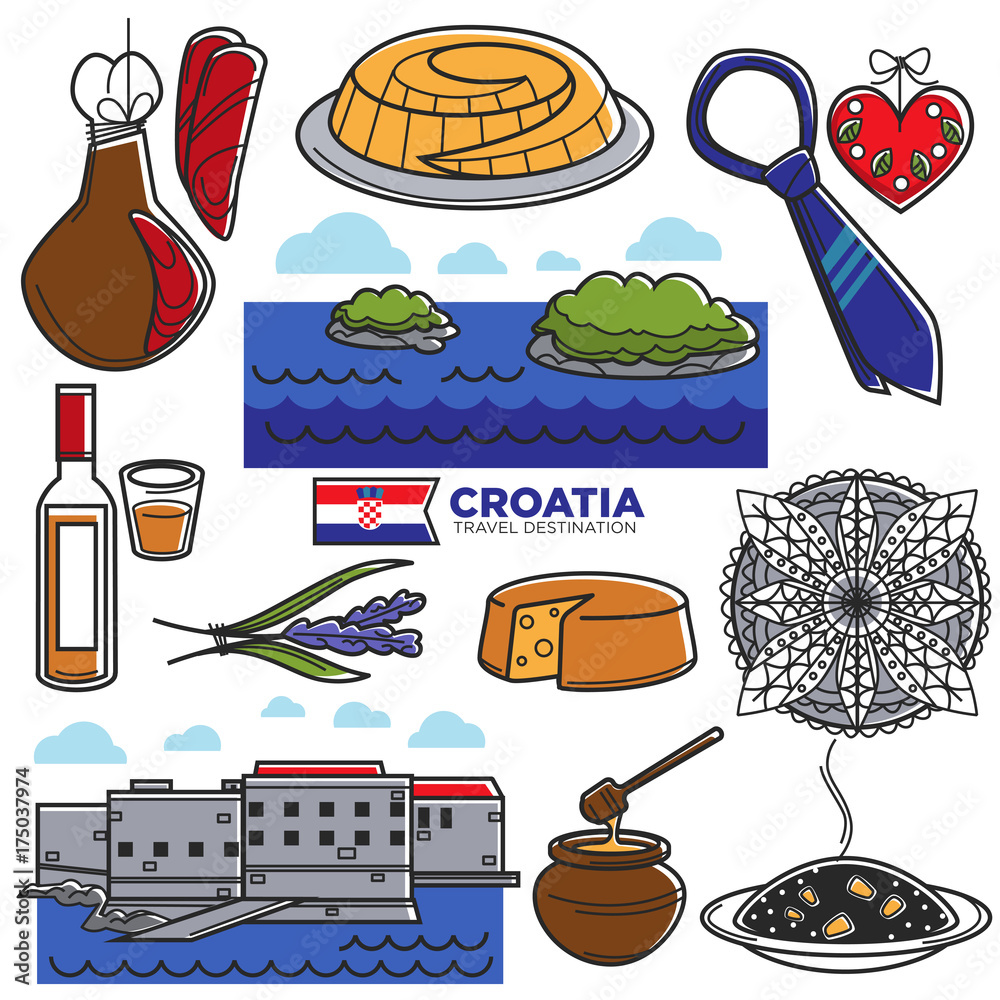 Croatia tourism travel famous symbols and tourist culture landmarks ...