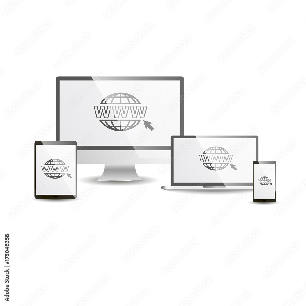 Realistic Computer Monitor, Laptop, Tablets and Smartphone with ...