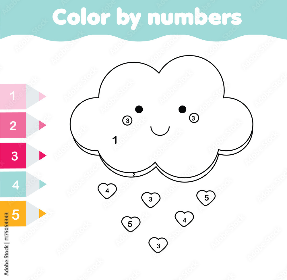 Vector de Stock Children educational game. Coloring page with cute ...