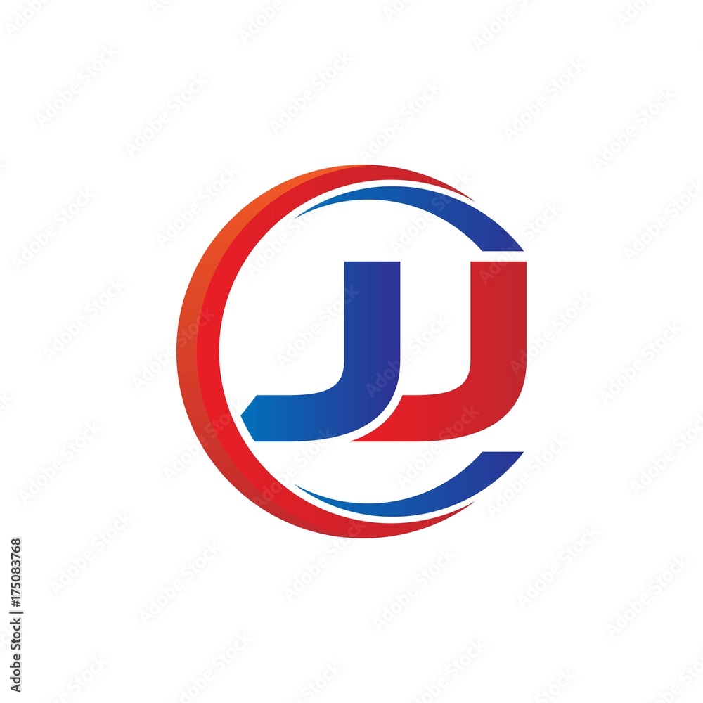 jj logo vector modern initial swoosh circle blue and red Stock Vector ...