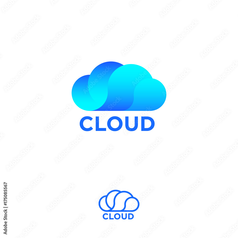 Cloud computing logo. Cloud info emblems. Cloud storage logo. Chat or ...