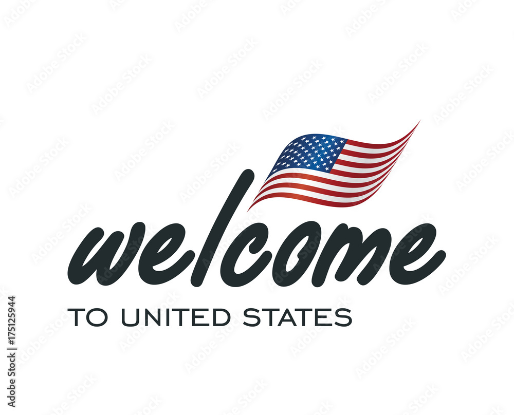 Vector de Stock Welcome to United States flag sign logo icon | Adobe Stock