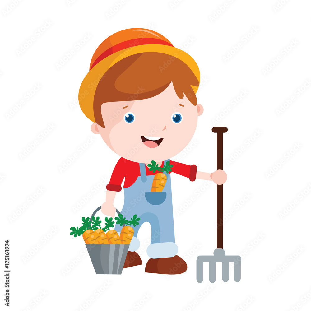 Farm Boy Cartoon Vector Illustration Stock Vector | Adobe Stock