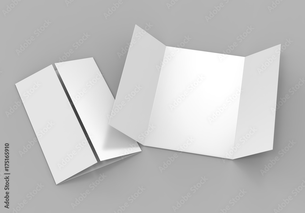 Single open gate fold brochure, 3 panel and six pages leaflet. blank ...