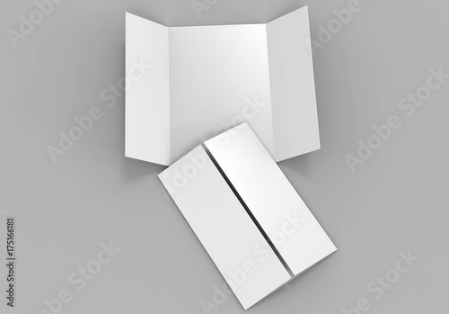 Single open gate fold brochure, 3 panel and six pages leaflet. blank ...