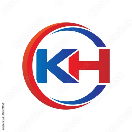 kh logo vector modern initial swoosh circle blue and red Stock Vector ...