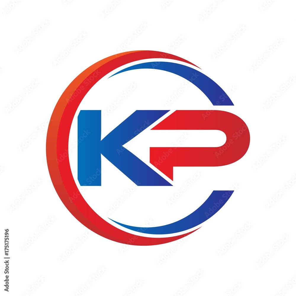 kp logo vector modern initial swoosh circle blue and red Stock Vector ...