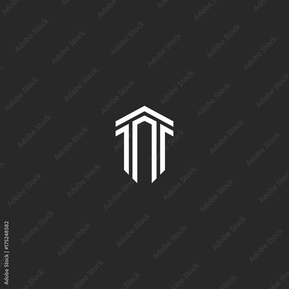 Letter T logo monogram combination of two letters TT parallel lines ...
