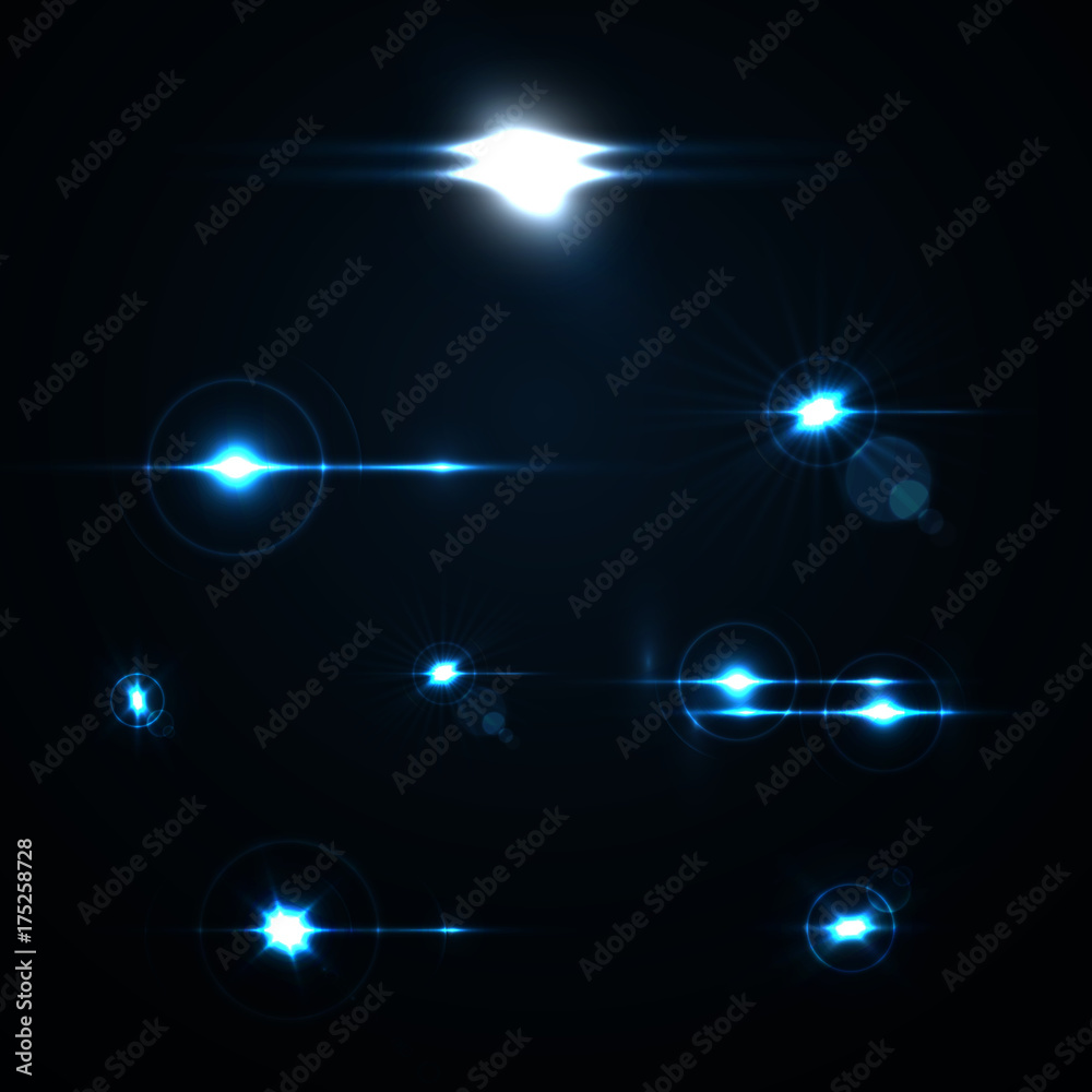 Vetor Realistic Lens Flare transparent Elements Collection. Light ...