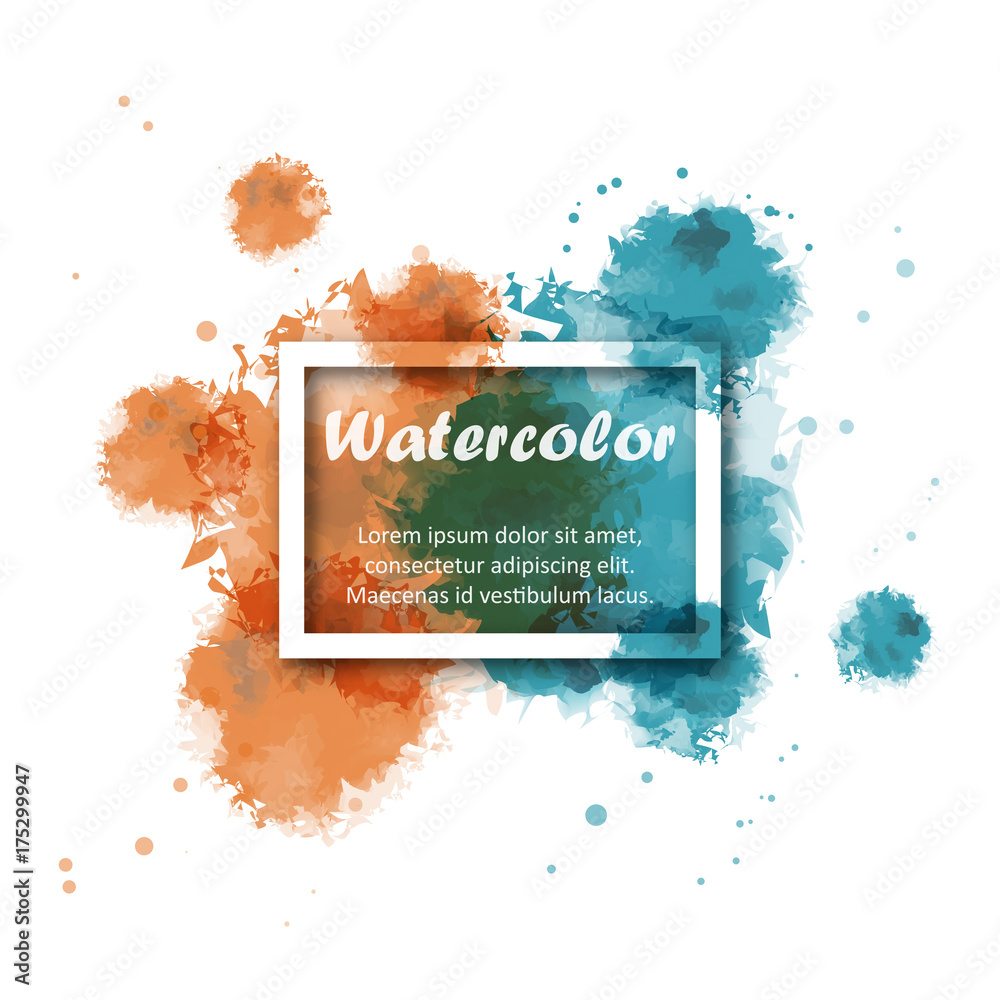 Abstract Two tone Orange and Green color of watercolor background with ...