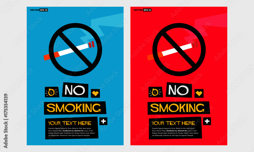 No Smoking Sign (Flat Style Vector Illustration Poster Design) With ...