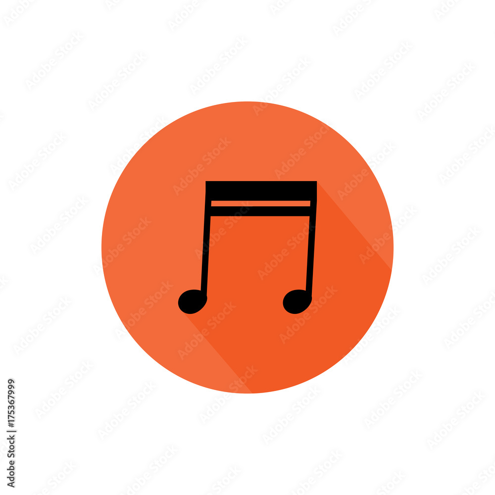 Music note round icon flat vector illustration Stock Vector | Adobe Stock