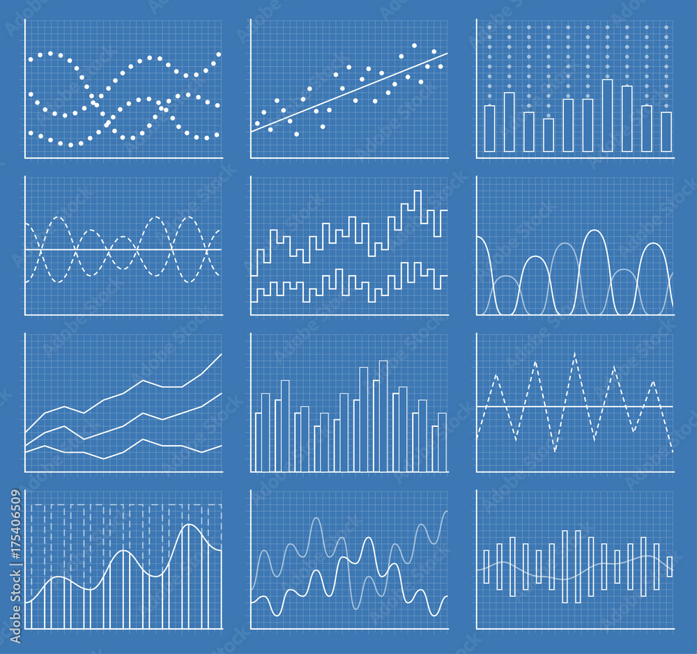 Business chart board. Set of graphs. Analysis statistic data ...