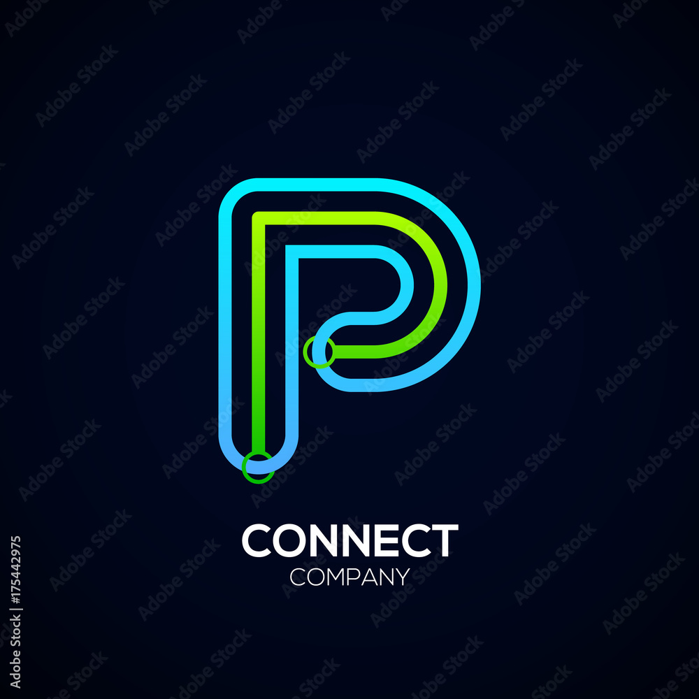 Letter P Logo Design,Circle shape, Link, Technology and digital ...