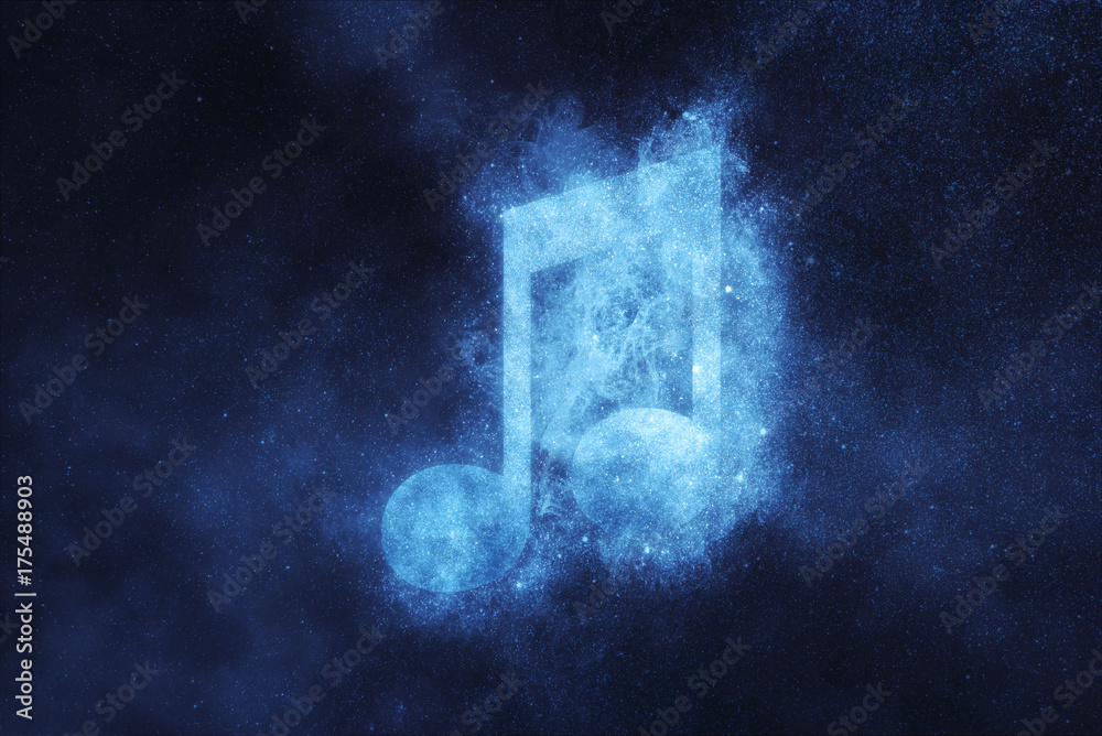 Music note sign, Music note symbol. Abstract night sky background Stock ...