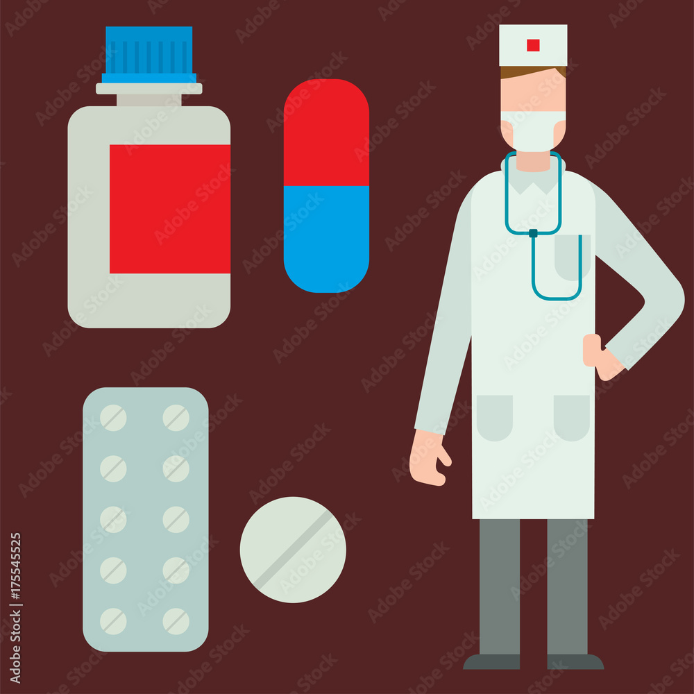 Medical symbols emergency sign cross first sterile hospital bandages ...